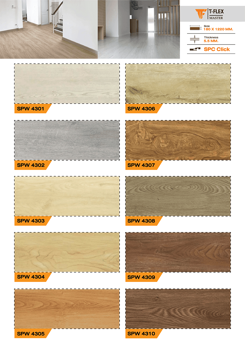 Wooden Flooring SPC | vinylกระเบื้องยางลายไม้ T-Flex Master